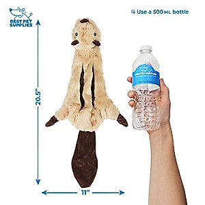 Best Pet Supplies 2-in-1 Stuffless Squeaky Dog Toys with Soft, Durable Fabric for Small, Medium, and Large Pets, No Stuffing for Indoor Play, Holds a Plastic Bottle - Squirrel, Medium