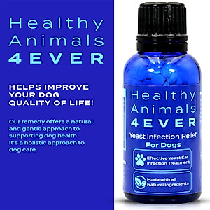 HealthyAnimals4Ever All-Natural Yeast Protection for Dogs - Effective Homeopathic Support for Yeast Infections - Preventive Care for Skin and Ear Health - 300 Dog Yeast Defense Tablets