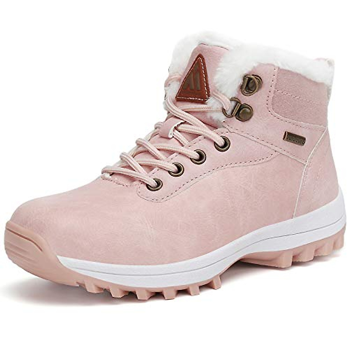 Mishansha Boy's Girl's Winter Snow Boots Waterproof Kids Hiking Boots Cold Weather Outdoor Fur Lined Warm Walking Boot Shoes Light Pink 2 Little Kid