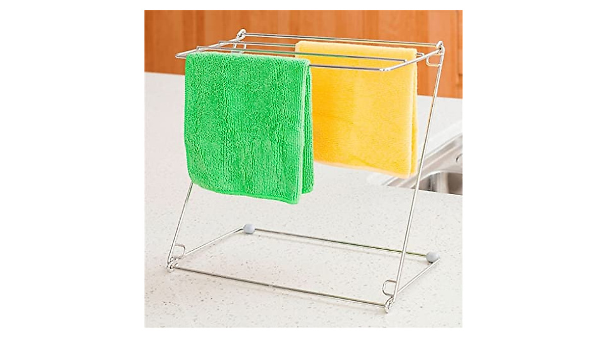 Stainless Steel Folding Towel Rack - Organize Bathroom & Kitchen