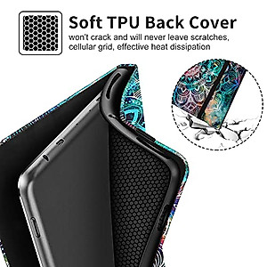 VORI Case for All-New Amazon Fire HD 10 Tablet (11th Generation 2021 Release) and Fire HD 10 Plus, Folding Stand TPU Cover with Auto Wake/Sleep & Hand Strap for Fire 10.1 Inch 2021, Mandala Galaxy