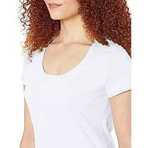Nautica Women's Easy Comfort Scoop Neck Supersoft 100% Cotton Solid T-Shirt, Bright White, Large