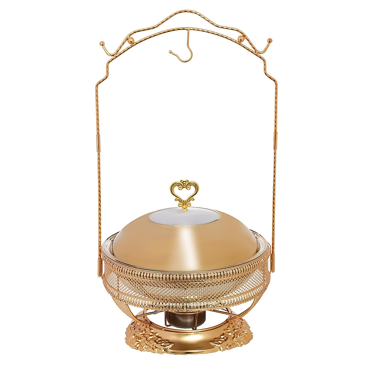 Round Chafers for Catering, Chafing Dish Buffet Set, Chafers and Buffet Warmers Sets with Hanging Cover for Parties, Events, Wedding, Camping, Dinner, 8.45QT, 201 Stainless Steel