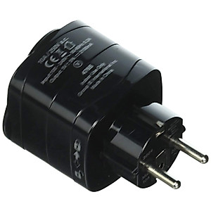 SwissGear Continental Plug Port, Black, Europe Grounded USB Adaptor