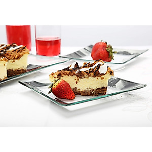 GAC Unique Landscape Design Square Tempered Glass Dessert Plates – 6 Inch – Set of 5 – Break Resistant – Oven Proof - Microwave and Dishwasher Safe - Attractive Yellow Colored Salad Plate Set