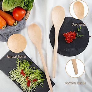 Wooden Spoon for Cooking, 14 Inch Maple Wood Cooking Spoons for Nonstick Cookware, Durable Wooden Salad Mixing Spoon, Soup Stirring, Kitchen Serving Utensils with Long Comfortable Handle Smooth Finish