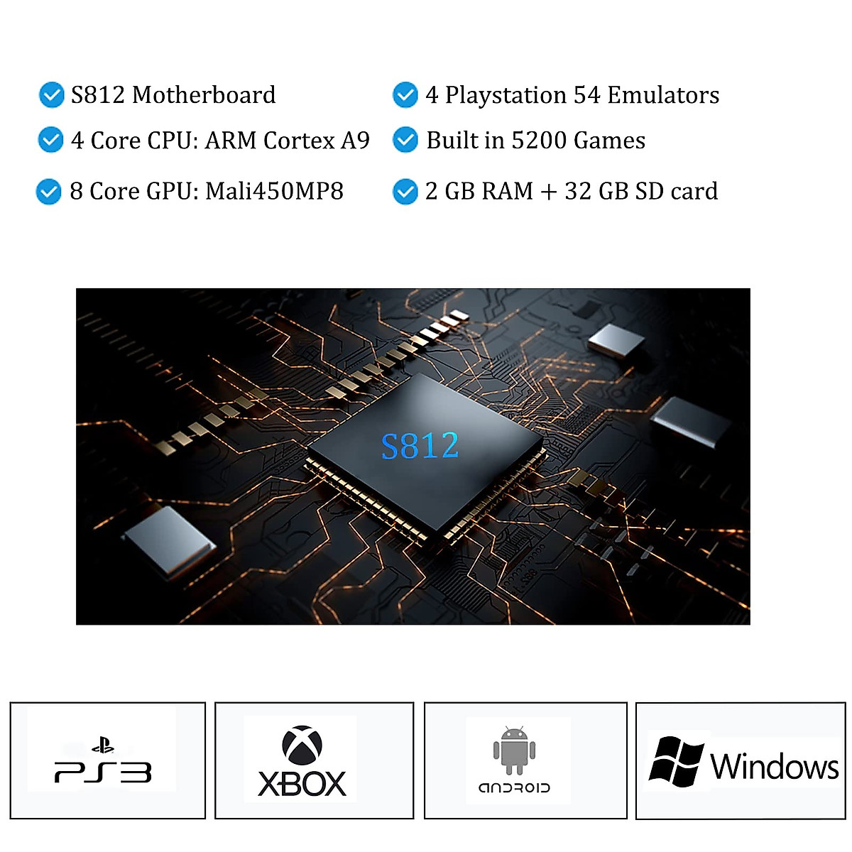 RegiisJoy 8000 in 1 Mini Game Box Pandora Box 18S , Arcade Game Console Support Wi-Fi/LAN Add 50000+ Games, Classic Retro Video Console 2 Wireless Controllers fits 4K TV