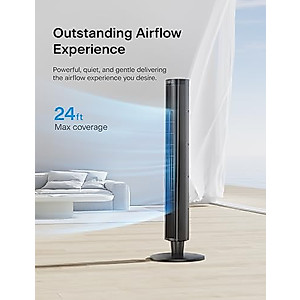 Pelonis 42-Inch Tower Fan for Bedroom – Oscillating Tower Fan with Remote Control – Indoor Quiet Fan with 6 Speeds, 4 Modes and 24-Hour Timer – ETL Certified