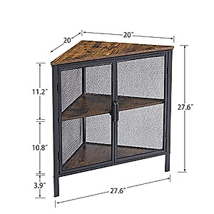 VECELO Corner Cabinet with Two Doors and Shelves, Free-Standing Storage Organizer for Small Space in Living Room/Bedroom/Kitchen, Brown and Black