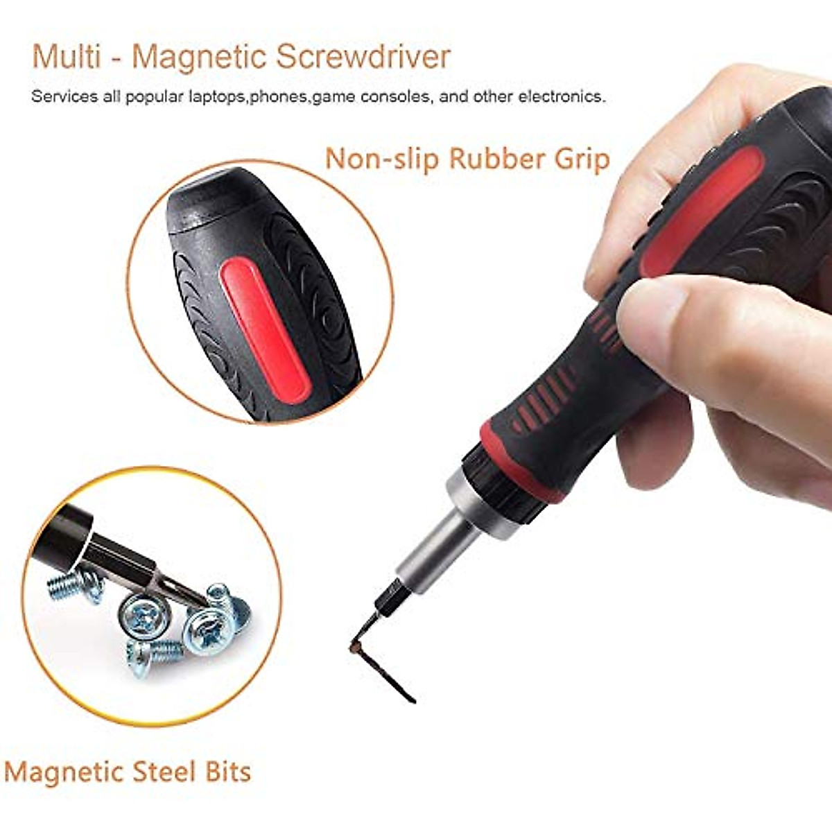 JENABOM 61 in 1 Ratcheting Screwdriver Set, Magnetic Screwdriver Bit Set with Rotatable Ratchet Handles, Sockets & Bits, Household Repair Tool Kits for Computers, Electronic Devices, Furniture