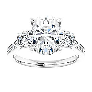 4 CT Oval Cut VVS1 Colorless Moissanite Engagement Ring Set, Wedding/Bridal Ring Set, Sterling Silver Vintage Antique Anniversary Classic Ring Sets Gift for Woman (4)