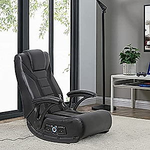 X Rocker Jynx Floor Gaming Chair, Headrest Mounted Speakers, 2.1 Bluetooth Audio System, Wireless, Recliner with Padded Armrest, 5111601, 37.01" x 22.83" x 34.65", Black