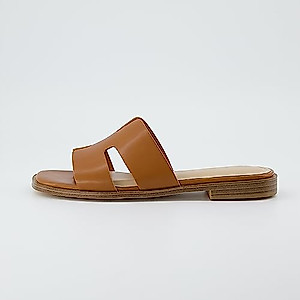 CUSHIONAIRE Women's Voyage slide sandal +Memory Foam, Wide Widths Available, Whiskey 8.5