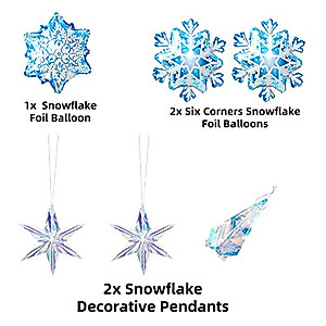 Finypa Snowflake Balloon Garland Arch kit 90pcs Snowflake Balloons for Winter Wonderland, Holiday, Christmas, Baby Shower, Snow Princess Birthday Party Decorations Garland Balloon with Purple White