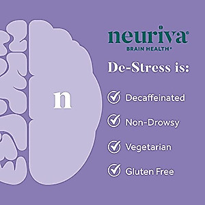 NEURIVA Destress Brain Supplement for Focus, Concentration & Accuracy with L-Theanine for Relaxation & Everyday Stress Reduction and Melon Concentrate to Help Fight Oxidative Stress, 30ct Capsules