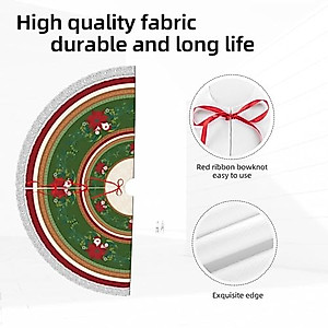 IJQRVJ Hockey Theme,Christmas Tree Skirt with Tassel Lace-up,Hockey Sticks and Stars in Circle,Christmas Tree Decoration Xmas Tree Mat for Holiday Party Indoor Decorations,Navy Blue,30in