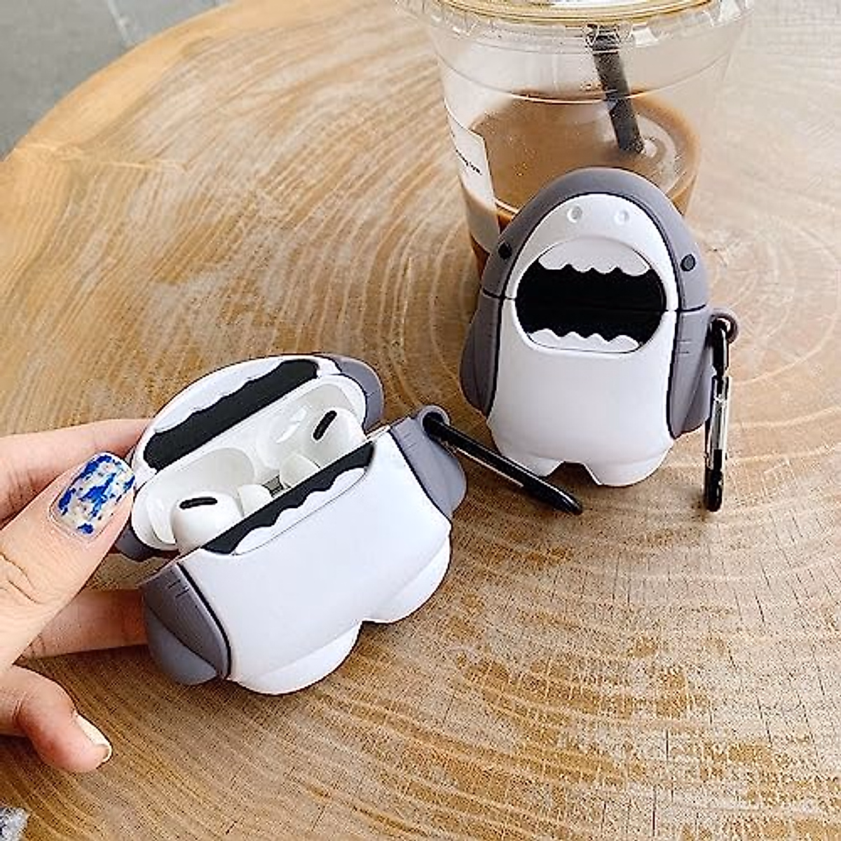 Cute Shark Case for Airpods Pro/Pro 2 Gen Cases 2022, Funny 3D Cartoon Kawaii Cool Cover with Cleaning Kit & Keychain for Apple Airpod Pro 2nd/1st Generation for Boys Girls Kids Teen, Shark