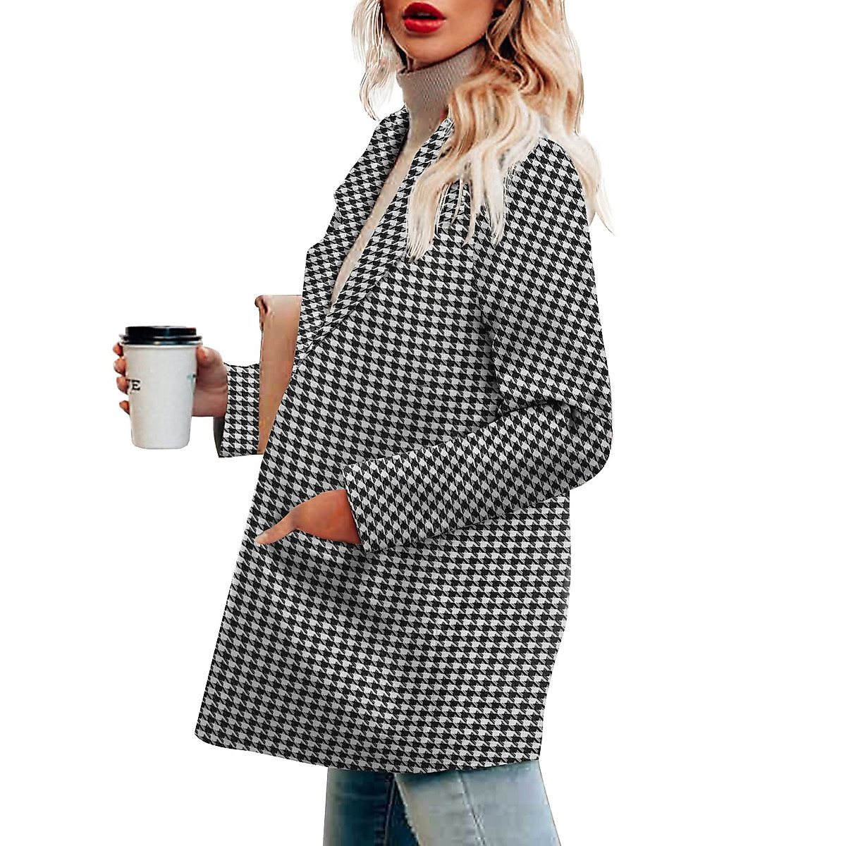 CRAZY GRID Womens Casual Blazer Long Sleeve Business Suit Jacket Open Front Button Work Office Blazer Jacket Fashion Dressy Ladies Blazer Blackish Green Large