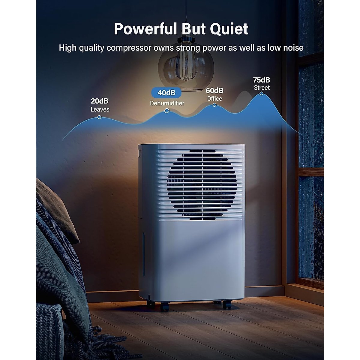 30-Pints Dehumidifier for Basements - 2000 Sq. Ft. Dehumidifier with Auto or Manual Drainage - Compact Dehumidifier with Intelligent Humidity Control | Auto Defrost | Dry Clothes
