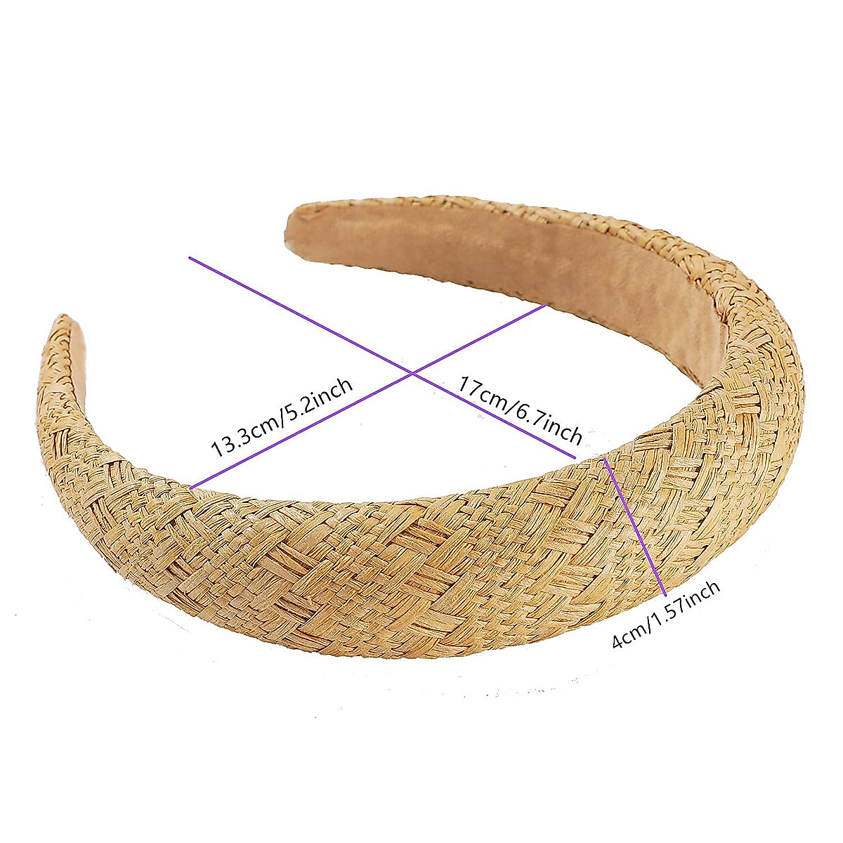 Lvyeer Straw Padded Headbands Fashion Rattan Wide Thick Head Band Boho Headband Woven Headwear Hair Head Bands Hair Band for Woman Girl Hair Accessories (Beige, original-A)