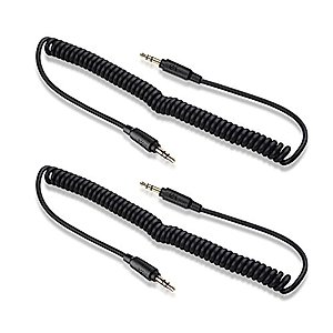 Cable Matters 2-Pack Coiled 3.5mm Male to Male Stereo Audio Cable - Stretches from 2 to 4 Feet
