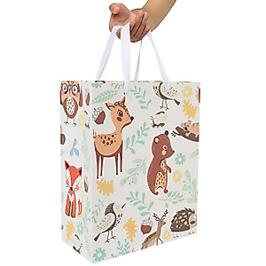 13" Large Animal-themed Gift Bags Set with Greeting Card and Tissue Paper (Animal Design) for Boys', Girls' or Kids Birthday Party, Baby boy, Baby Shower, Newborn, New Moms or Parents - 10.2”x5.2”x13”, 1 Pcs.