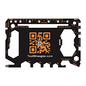 Tool Wrangler 46-in-1 EDC Credit Card Multitool - Gadget For The Wallet Or Pocket – STAINLESS STEEL - Outdoor Survival PSK - Patented Design - Multi-Function Tool For Quick Fixes - Black Edition