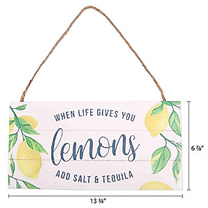 GSM Brands When Life Gives You Lemons Wood Plank Hanging Sign (13.75x6.9)
