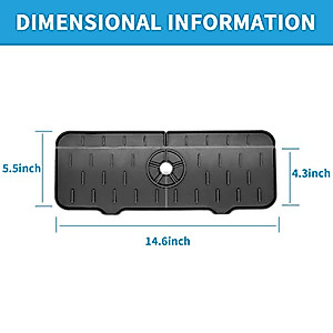 Silicone Sink Faucet Mat, Sink Splash Drain Drying Pad, Kitchen Sink Faucet Splash Guard, Faucet Mat for Kitchen Sink, Suitable for Kitchen, Bathroom, Bar(Black)