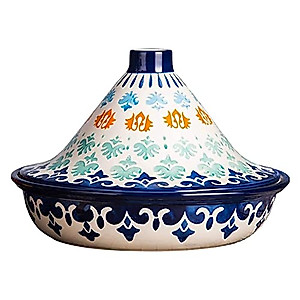 Natural Tagine Casserole Pot Cooking Pot Hand Painted TagineCooking Pot For Cooking And Stew Casserole Slow Cooker Compatible 25Cm 22.5.29