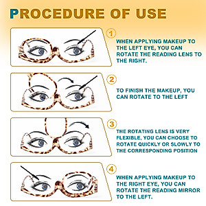 JO 2 Packs Makeup Reading glasses Magnifying Readers for Women with Spring Hinge One Eye Cosmetic Readers Rotating Lens (Tortoise/Blue, 2.5, x)