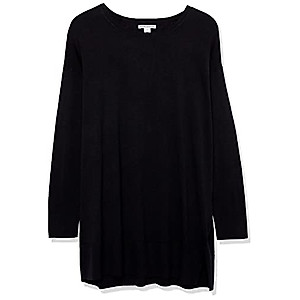 Amazon Essentials Women's Lightweight Long-Sleeve Crew Neck Tunic Sweater (Available in Plus Size), Black, Large