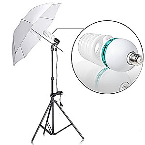 SLOW DOLPHIN Photography Photo Video Studio Background Stand Support Kit with Muslin Backdrop Kits (White Black),1050W 5500K Daylight Umbrella Lighting Kit
