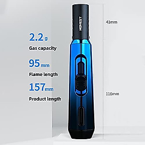 REDBANK Torch Lighter， Butane Lighters，Refillable Torch Lighter，Windproof Butane Refillable Gas Long Lighter (Butane Gas Not Included) (Blue-Long)