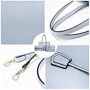 Handbags for Women Tote Bag Shoulder Bags Fashion Satchel Top Handle Structured Purse Set Designer Purses 3PCS PU Stand Gift Light Blue