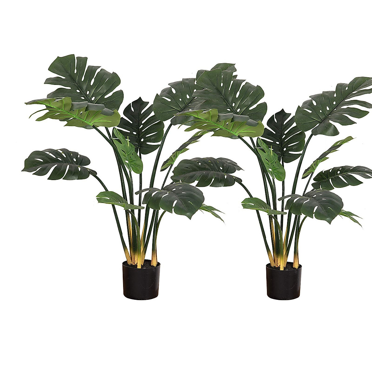 kutuuhome Fake Plants Artificial Monstera Deliciosa Plant Fake Tropical Palm Tree Perfect Faux Swiss Cheese Plant for Home Garden Office Store Decoration (2, 43 Inch)