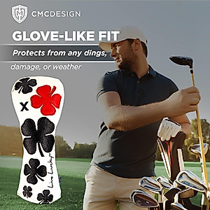 CMC Design Custom Live Lucky Hybrid Embroidered Golf Driver Head Cover - Glove Soft Lining - Design Elements Include Applique and Embossing - Great Fit on Any Club as Golf Head Covers, Wood Cover