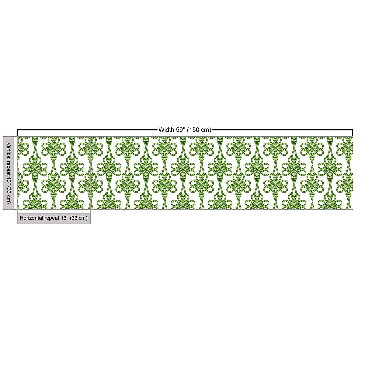 Lunarable Celtic Fabric by The Yard, St. Patrick's Day Theme Celtic Knots Lucky Clover Design Pattern Irish Theme Print, Decorative Fabric for Upholstery and Home Accents, 2 Yards, White Green