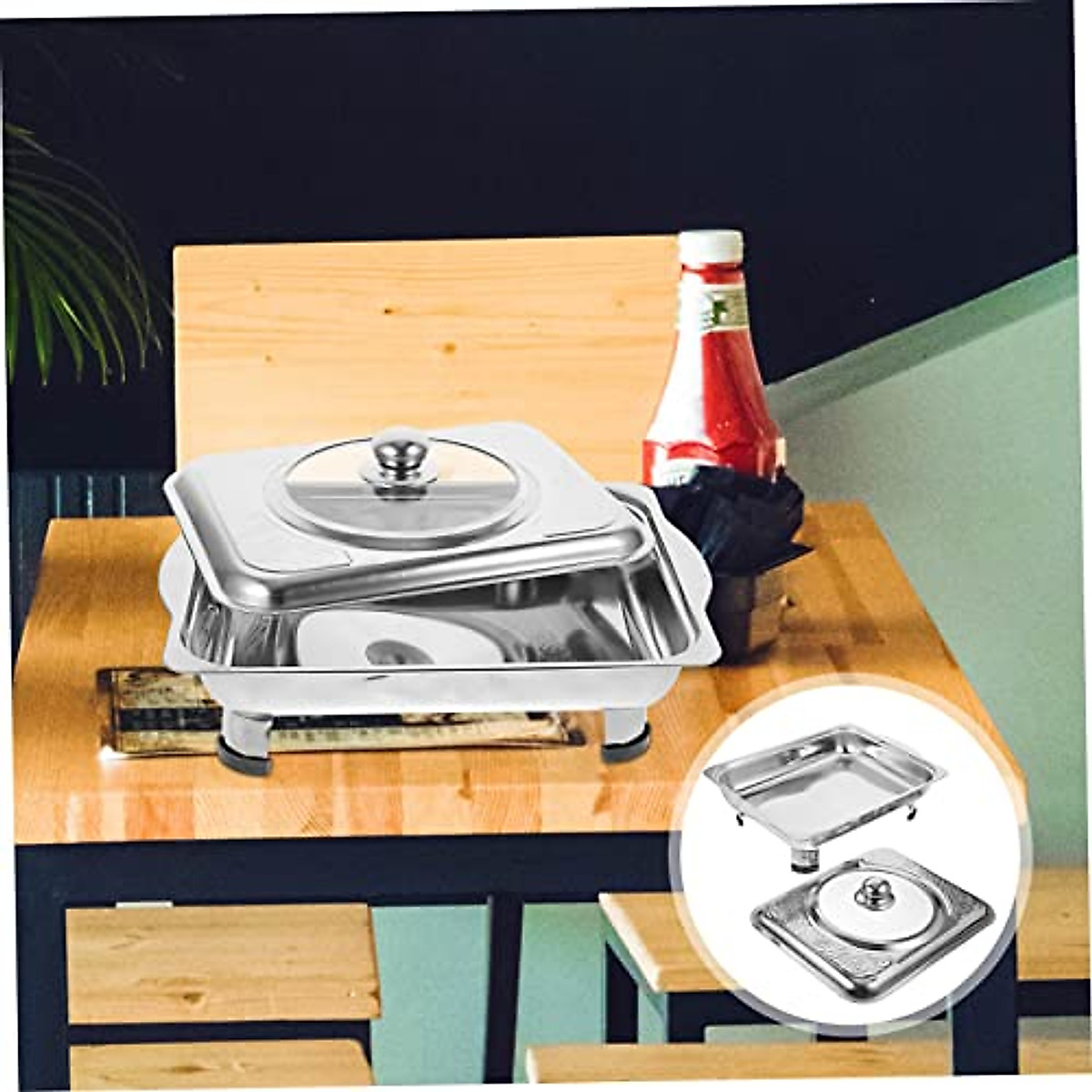 Homoyoyo 1pc Buffet Tray Heated Suit Snack Set Pan with Lid Chafing Trays Warming Tray with Lids Buffet Food Trays Simple Tray Kitchen Food Holder Classic Food Holder Steam Chocolate Plate