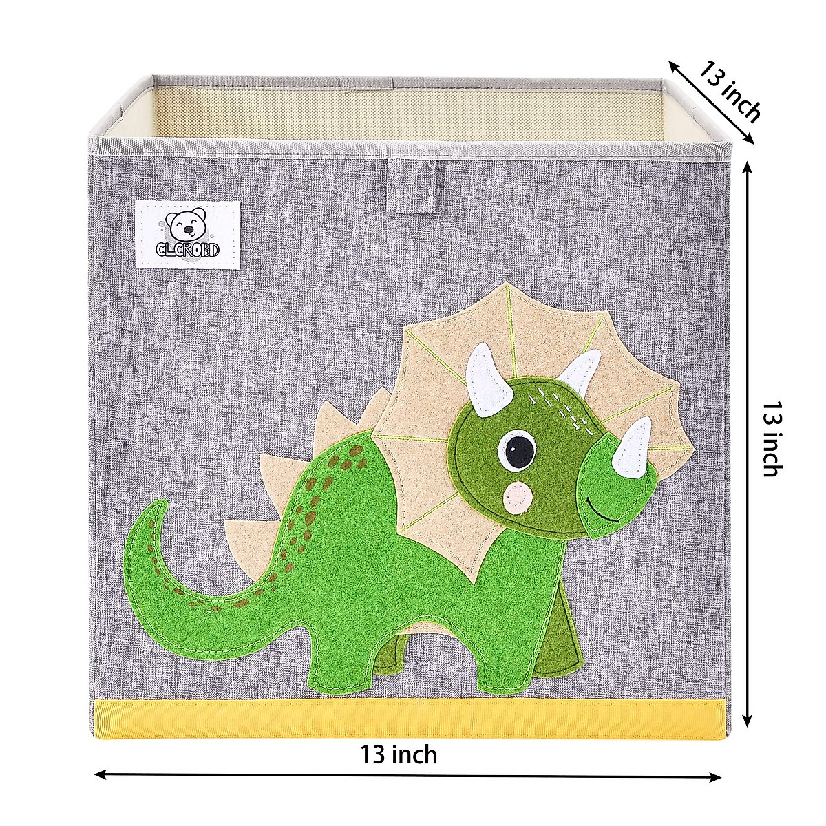 CLCROBD Foldable Animal Cube Storage Bins Fabric Toy Box/Chest/Organizer for Toddler/Kids Nursery, Playroom, 13 inch (Triceratops)