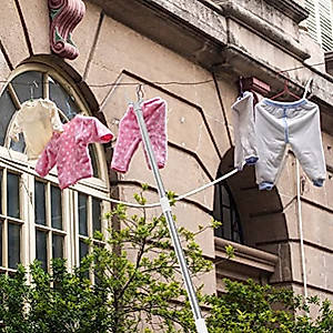 Pole 2pcs Clothes Reach Poles Retractable Clothes Drying Fork Stainless Steel Clothesline Rod Pole Wardrobe Hook Adjustable Reaching Pole for Balcony Closet Reach Tool