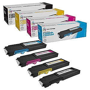 LD Products Compatible 593 Replacements for Dell C2660dn & C2665dnf High Yield Printer Toner Cartridges (1 Black 593-BBBU, 1 Cyan 593-BBBT, 1 Magenta 593-BBBS, 1 Yellow, 593-BBBR, 4-Pack)