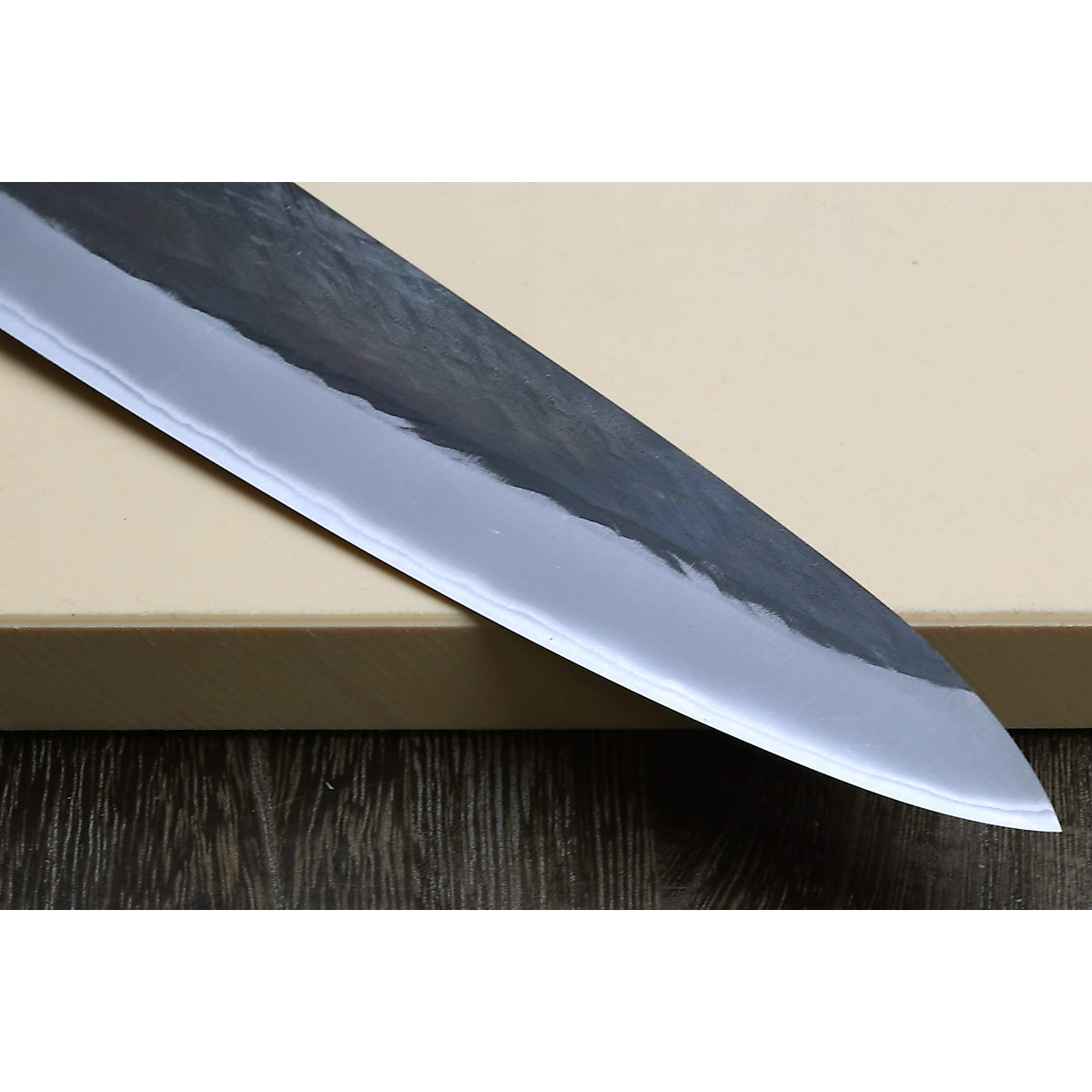 Yoshihiro Kurouchi Black-Forged Blue Steel Stainless Clad Gyuto Chefs Knife Ebony Handle (8.25'' (210mm) & No Saya)