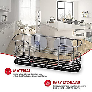 Home Basics Sponge Holder, 8 x 2.5 x 3.25, Black