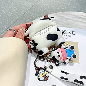 3D Milk Cow Case for Airpod Pro/Pro 2nd,3D Cartoon Cute Dairy Cattle Case for Kids Girls Teens Boys,Fashion Kawaii Character Milch Cow Soft Case with Cow Pendant for Airpod Pro 2019/Pro 2nd 2022