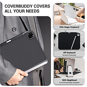SwitchEasy CoverBuddy 12.9" Case for iPad Pro 2021-2022 with Pencil Holder (5-6 Gen) - Compatible with Magic Keyboard, Smart Keyboard Folio (Keyboard, Stand & Trackpad are Not Included) - White