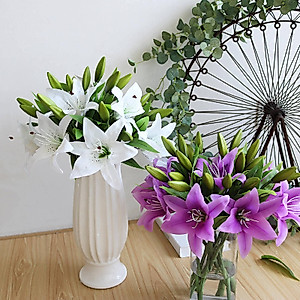 NC Artificial Tiger Lily 6PCS, Wedding Home Photography Decoration Fake Flower Party Family Hotel Office Garden Shop Real Touch Dining Table, White