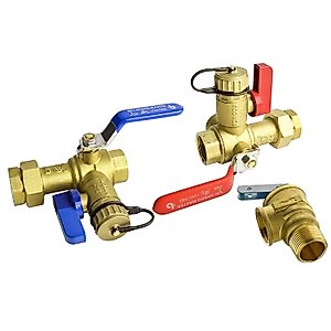 HYDRO MASTER Tankless Water Heater Service Valve Kit with Pressure Relief Valve 3/4-Inch IPS Isolator Clean Brass