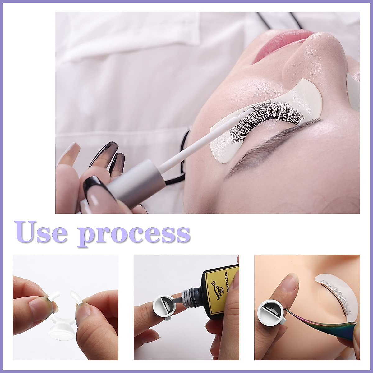 Akstore 200PCS Disposable Makeup Glue Rings Plastic Nail Art Tattoo Glue Rings Holder Eyelash Extension Rings Adhesive Pigment Holders Finger Hand Beauty Tools (Seperated)