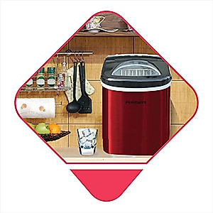 Frigidaire EFIC117-SSRED-COM Stainless Steel Ice Maker, 26lb per day, RED STAINLESS